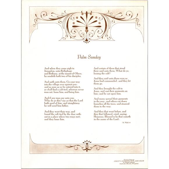 None and/or Unknown | Other | Palm Sunday St Mark 1 197s Poem Retro ...
